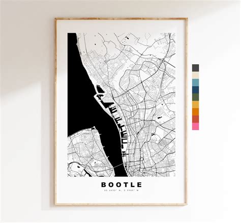 Bootle Map Print Minimalist City Map Poster Map Art Uk Bootle Print Bootle Poster
