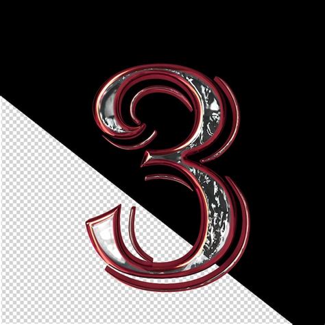 Premium Psd Symbol In A Red Frame Number 3