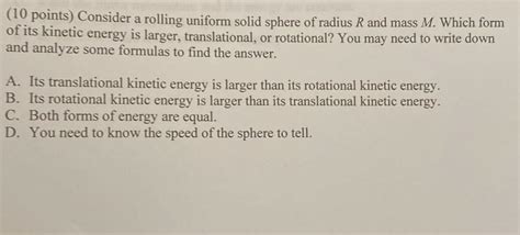 Solved Points Consider A Rolling Uniform Solid Sphere Chegg