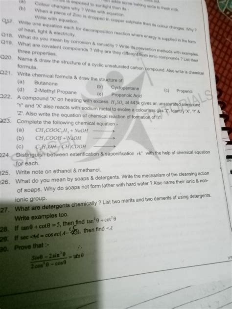 Q17 Write One Equation Each For Decomposition Reaction Where Energy Is S