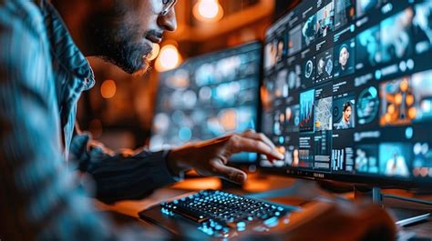 It Specialist Working On Computer With Multiple Monitors Showing