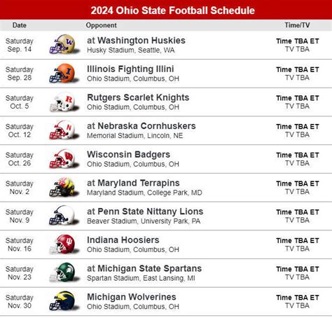 Ohio State Schedule 2025 25 25th L Robert Gaddis