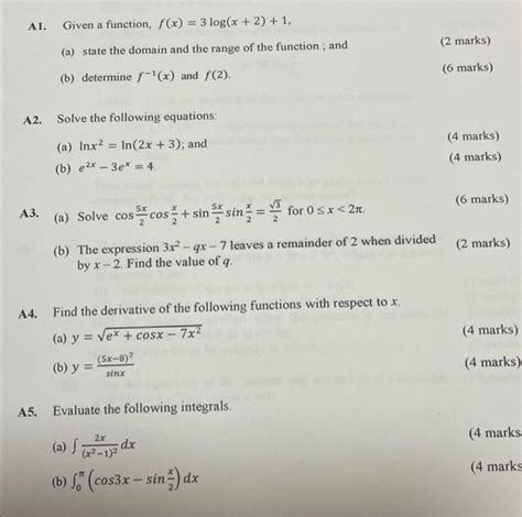 solved a1 given a function f x 3log x 2 1 a state the