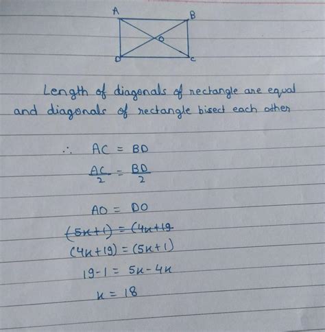 in the given rectangle abcd the diagonals intersect each other at