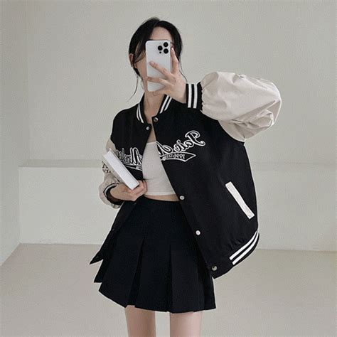 [y2k 착한가격 ] 캐주얼 레터링 배색 바시티 점퍼 4color 에이블리