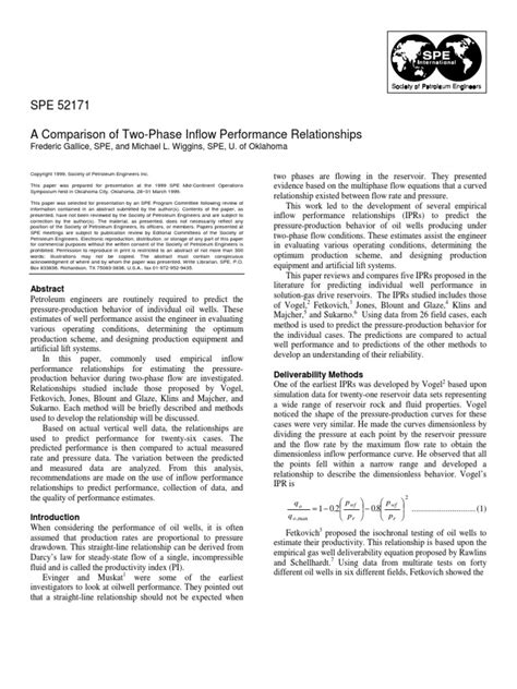 A Comparison Of Two Phase Inflow Performance Relat Pdf