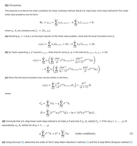 Solved By An Expert This Exercise Is To ﻿derive The Order Conditions