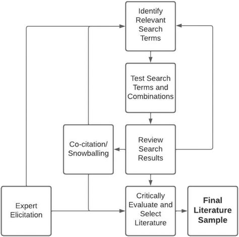 flowchart representation of the structured literature reviews