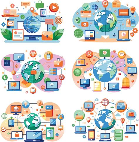 Set Flat Illustration Of An Internet Concept Vector Illustration Premium Ai Generated Vector