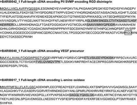 full and partial length peptide sequences identified by lc ms ms