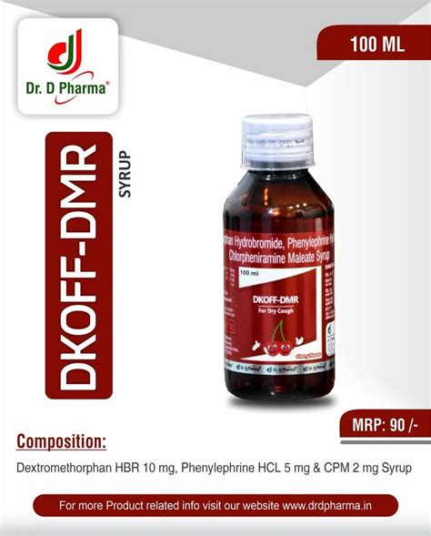 Dextromethorphan Hydrobromide 10mg Phenylphrine Hcl 5mg Cpm 2mg Syrup Packaging Size 100 Ml At
