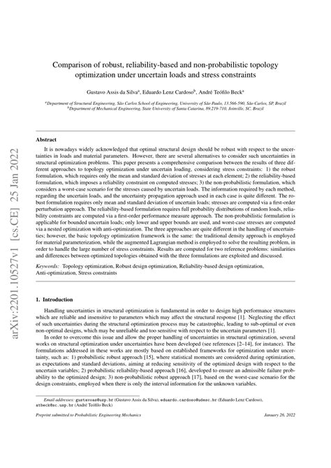 PDF Comparison Of Robust Reliability Based And Non Probabilistic Topology Optimization Under