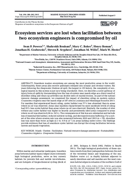 Pdf Ecosystem Services Are Lost When Facilitation Between Two