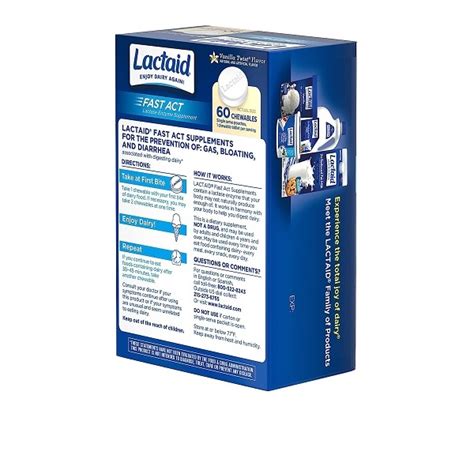 Lactaid Fast Act Lactase Enzyme Supplement Chewable Tablet Vanilla
