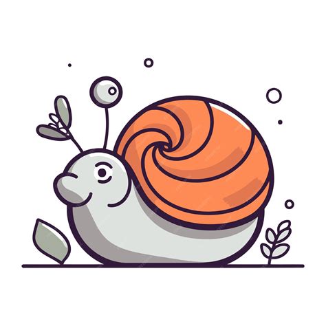 Premium Vector Cute Cartoon Snail With Shell Vector Illustration In