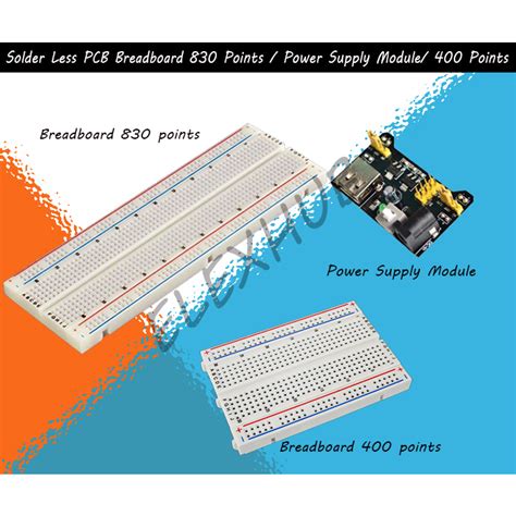 Solder Less Pcb Breadboard 830 Points Power Supply Module 400 Points Solderless Breadboard
