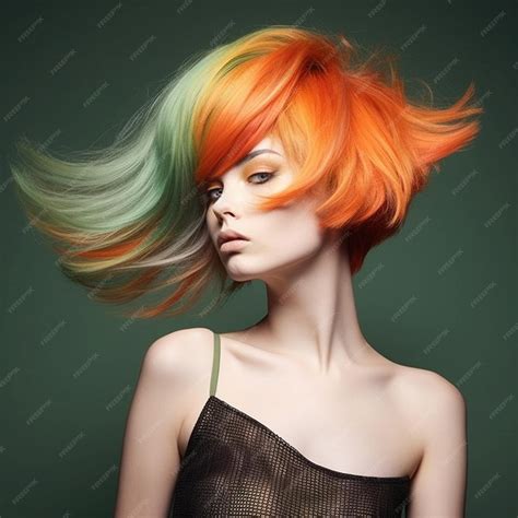 Premium Ai Image Hair Color Blocking Technique With Reverse Colors