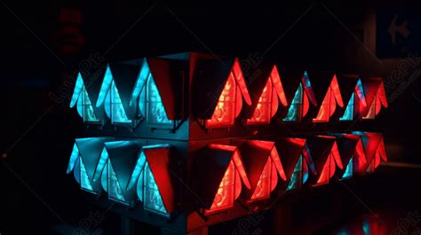 빨간색과 파란색 모양의 조명