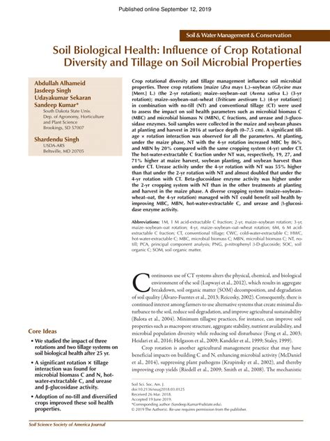 (PDF) Soil Biological Health: Influence of Crop Rotational Diversity and Tillage on Soil ...