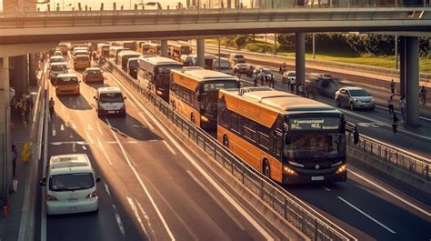 Premium Photo Efficient Public Transportation System With Buses And 74x