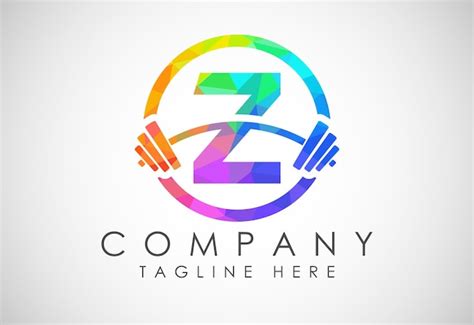 바벨 로우 폴리 스타일 리프팅 벡터 로고 디자인이 포함된 영어 알파벳 Z 보디빌딩을 위한 벡터 로고 프리미엄 벡터