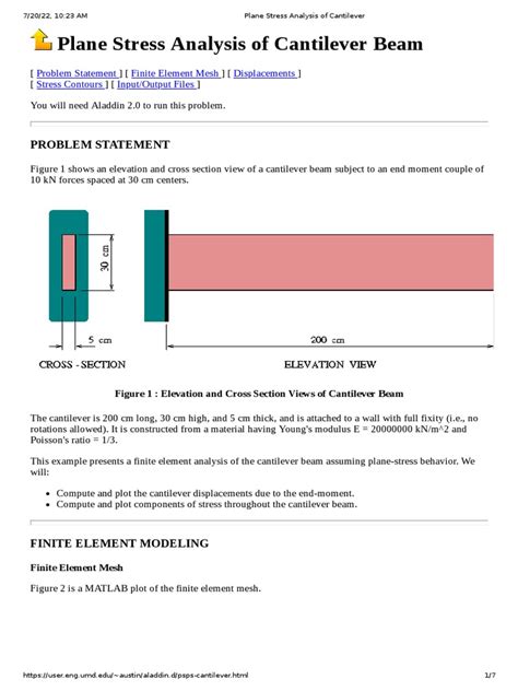 Plane Stress Analysis Of Cantilever Pdf Finite Element Method Stressstrain Analysis