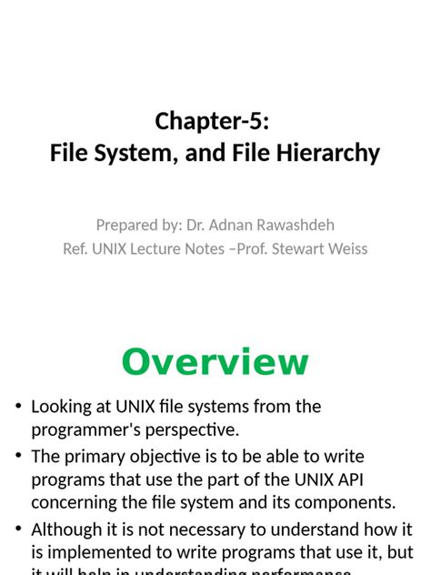 chapter 5 file system and file hierarchy prepared by dr adnan rawashdeh ref unix lecture