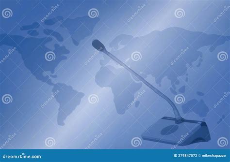 International Influence With Microphone And World Map Stock