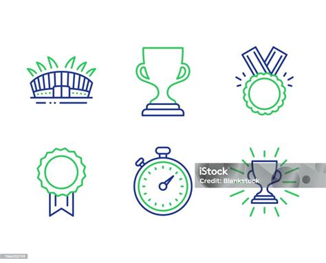 어워드 컵 아레나 경기장 및 보상 아이콘 세트 타이머 명예 및 트로피 표지판 벡터 Championship에 대한 스톡 벡터 아트 및 기타 이미지 Championship