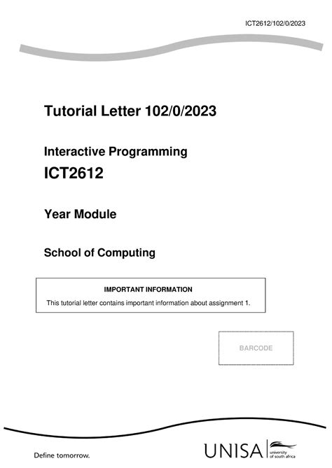 tut102 ict2612 ass1 y 2023 ict2612 102 0 tutorial letter 102 0