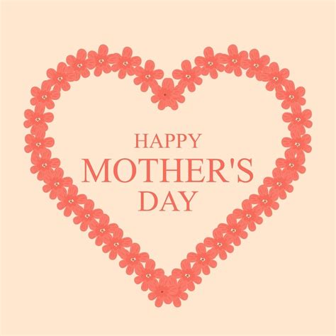 해피 어머니의 날이라는 단어가 적힌 분홍색 하트 프리미엄 벡터