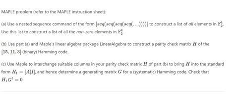 Maple Problem Refer To The Maple Instruction Sheet