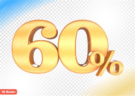 Premium Psd 60 Percent 3d Rendering Gold Metal Discount