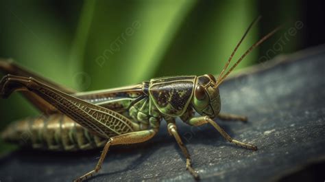 Large Grasshopper On A Leaf Background Blackwinged Cricket ♂ Hd Photography Photo Head