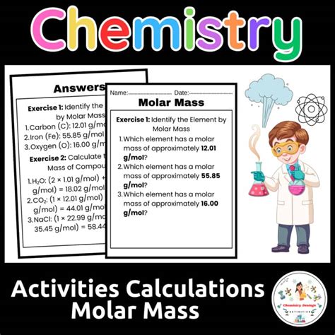 Activities Calculations Molar Mass Periodic Table Chemistry Worksheets