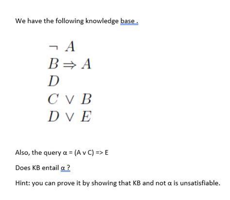 Solved We Have The Following Knowledge Base 7 A B A D CV B Chegg Com