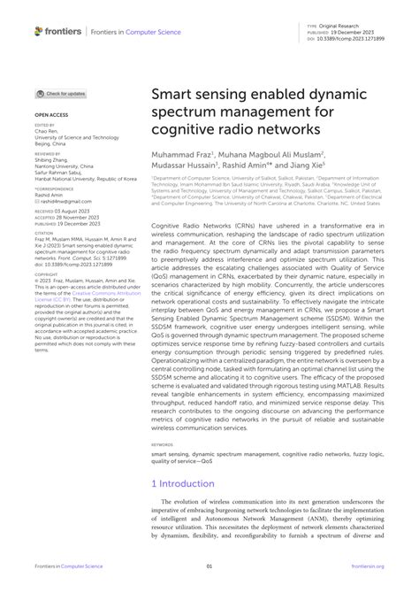Pdf Smart Sensing Enabled Dynamic Spectrum Management For Cognitive Radio Networks