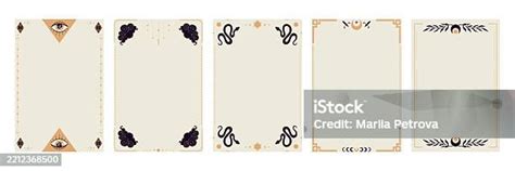 천상의 난해한 보헤미안 프레임 테두리 타로 카드 마법의 눈 소용돌이 구름 마법의 뱀 및 천체 요소가 있는 장식 템플릿 골동품에 대한 스톡 벡터 아트 및 기타 이미지 Istock