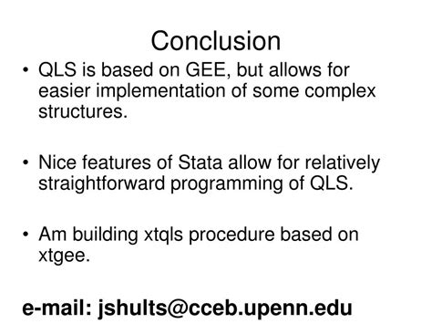 Ppt Implementation Of Quasi Least Squares Using Xtgee In Stata