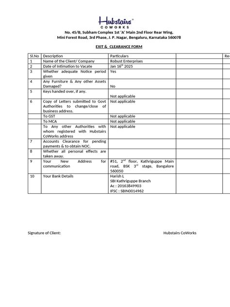 Exit Form Filled Pdf