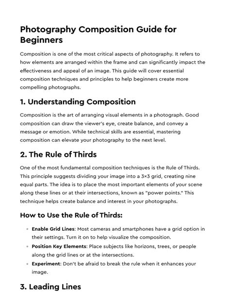Photography Composition Guide For Beginners | PDF | Composition (Visual ...