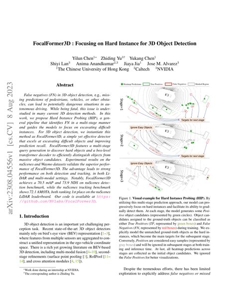 Pdf Focalformer3d Focusing On Hard Instance For 3d Object Detection
