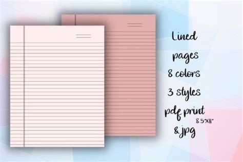 Lined Notebook Pages Colors Graphic By Holisticfoxstudio Creative Fabrica