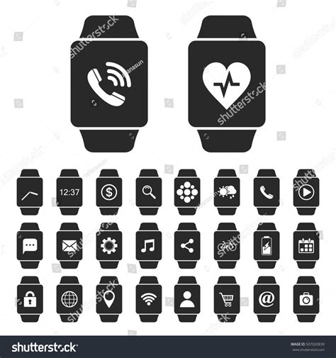 다른 앱으로 설정된 Smartatch 아이콘응용 프로그램 스톡 벡터 로열티 프리 507020839 Shutterstock