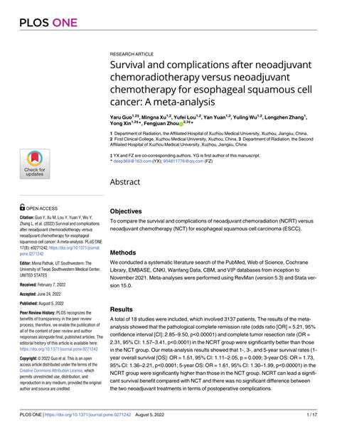 Pdf Survival And Complications After Neoadjuvant Chemoradiotherapy Versus Neoadjuvant
