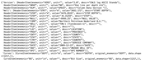 converting well logging data from dlis files to las file format