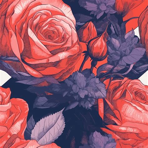 Premium Vector Seamless Colorful Roses Pattern