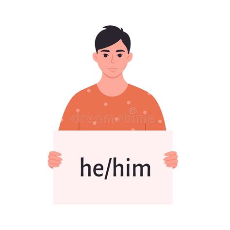 Young Asian Man Holding Sign With Gender Pronoun She He They Non