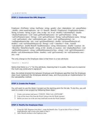 CIS 247C ILab 4 Of 7 Composition And Class Interfaces DOCX Programming Languages Computing