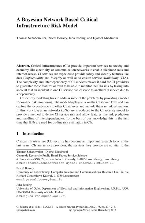 Pdf Support Tool For A Bayesian Network Based Critical Infrastructure Risk Model